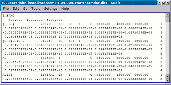 Chemkin 数据库格式